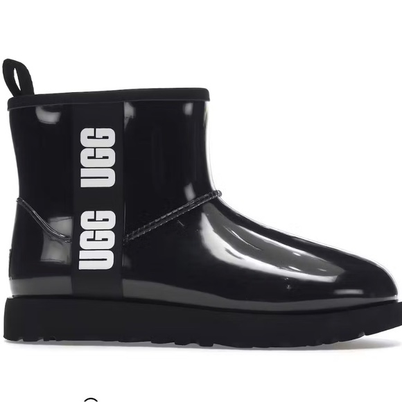 UGG | Shoes | Ugg Classic Black White Mini Clear Waterproof Boots ...